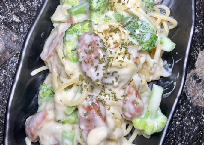 Resep 34.) Spaghetti sosis carbonara oleh Ratna hartati - Cookpad