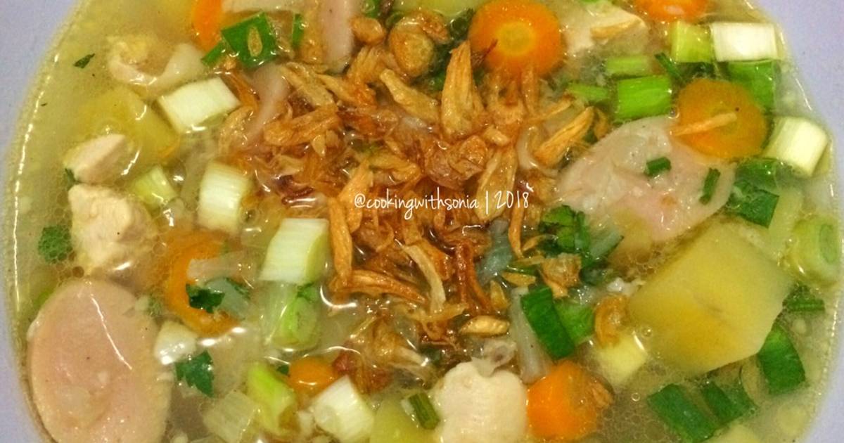 Resep 27. Sop Ayam Sosis Sayur oleh Cooking with Sonia - Cookpad