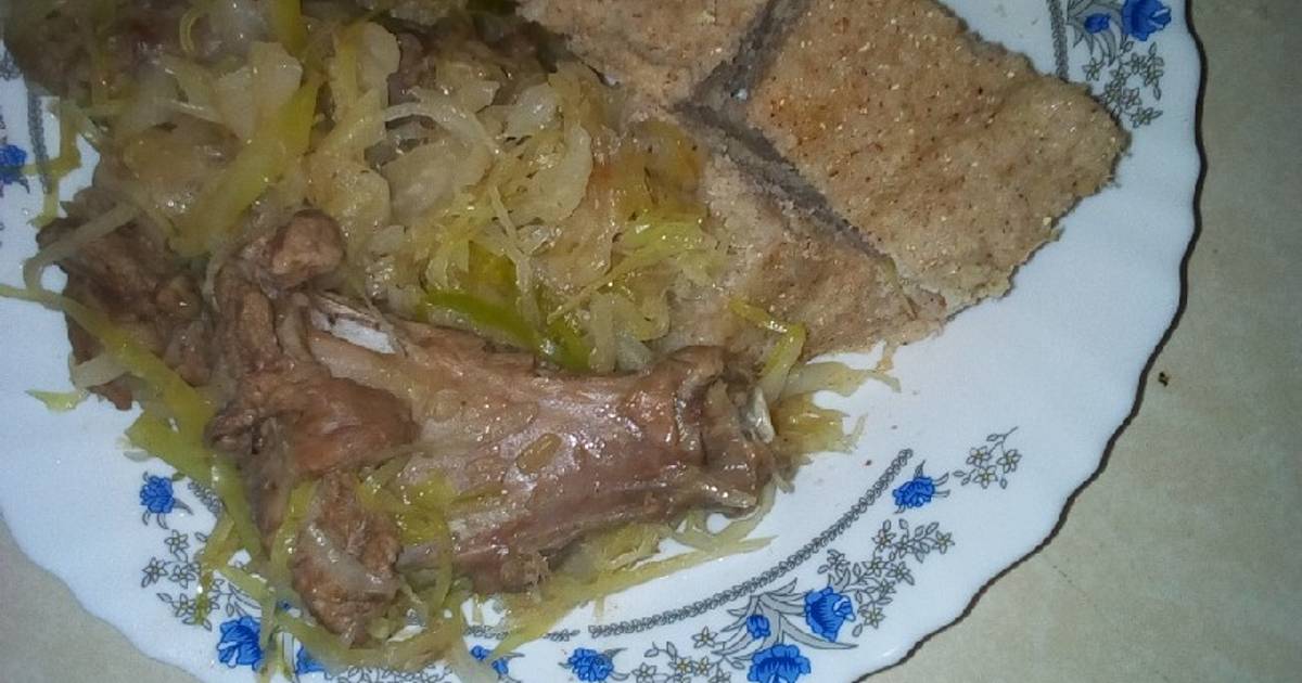Brown ugali with mutton and cabbage Recipe by Ruth - Cookpad