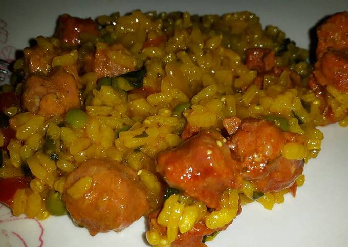 Arroz con longaniza y chorizo Receta de Yoli Alegre- Cookpad