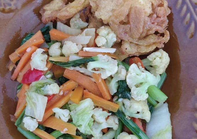 Resep 15. Tumis sayur campur campur wortel, sawi hijau, sawi putih ...