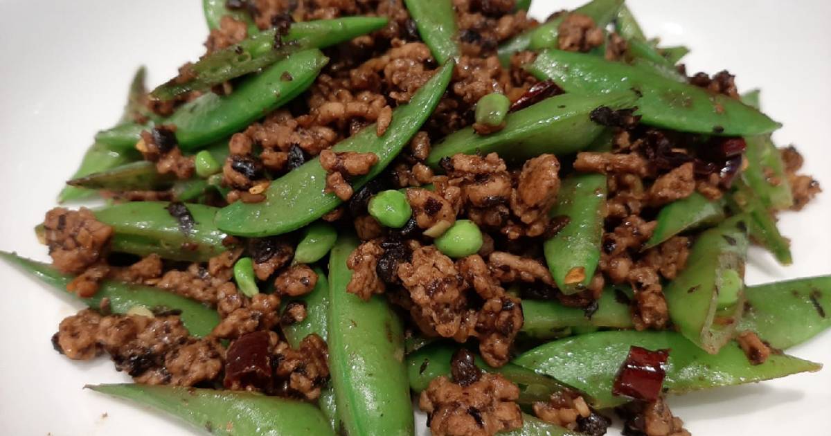 Sugar Snaps Stir Fried with Mince and Fermented Black Beans Recipe by ...