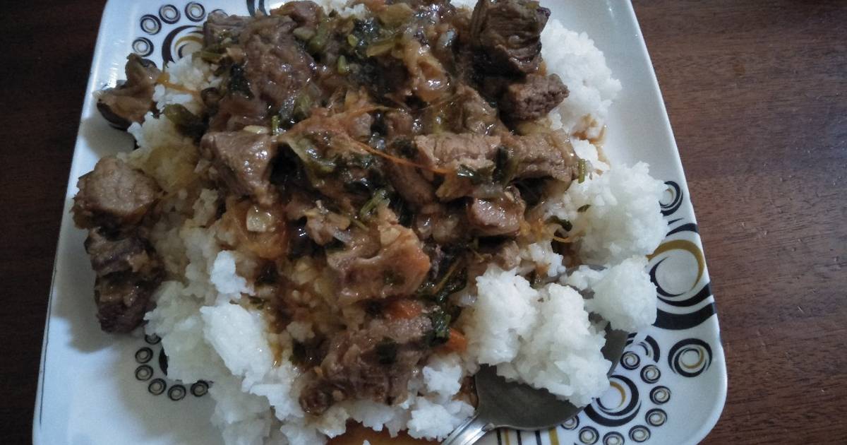 Stewed beef with rice Recipe by colo kwanya - Cookpad