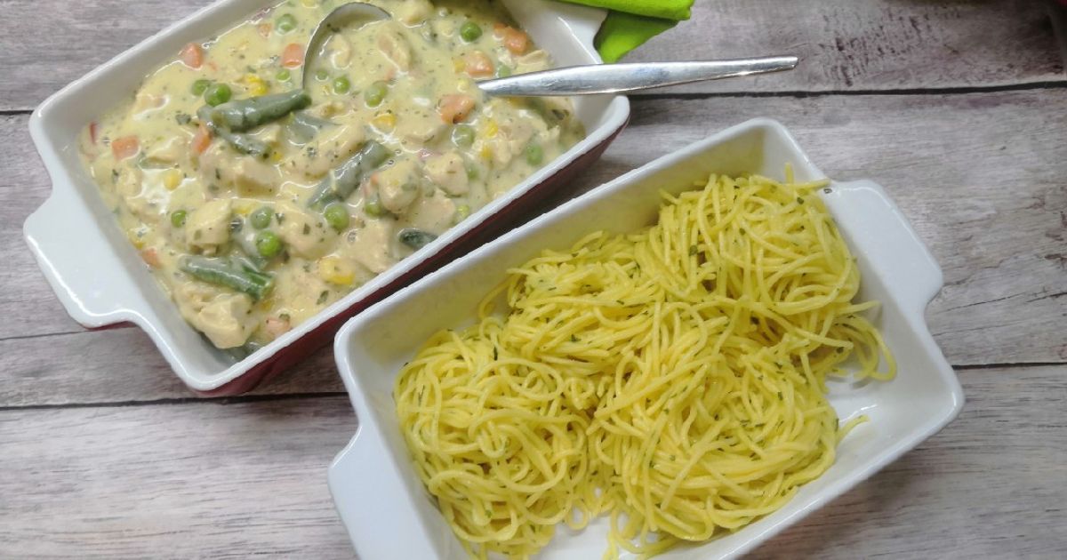 Glutén és Tejmentes Tárkonyos Csirkemell Ragu, Spagettivel ...