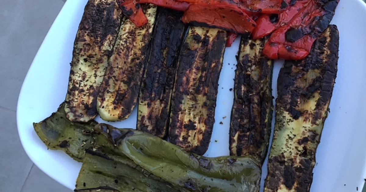 Poivrons bicolores et courgettes aux herbes de Provence (grillés à la ...