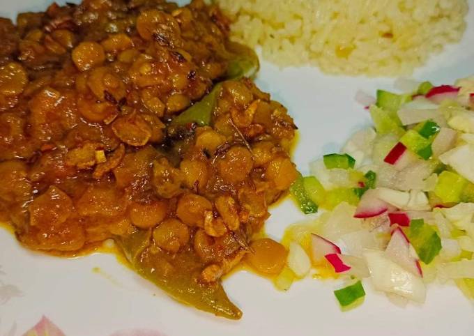 Chanay ki dal served with zeera rice 🍛🍛🍛 Recipe by Sarah Ali 🧑‍🍳 - Cookpad