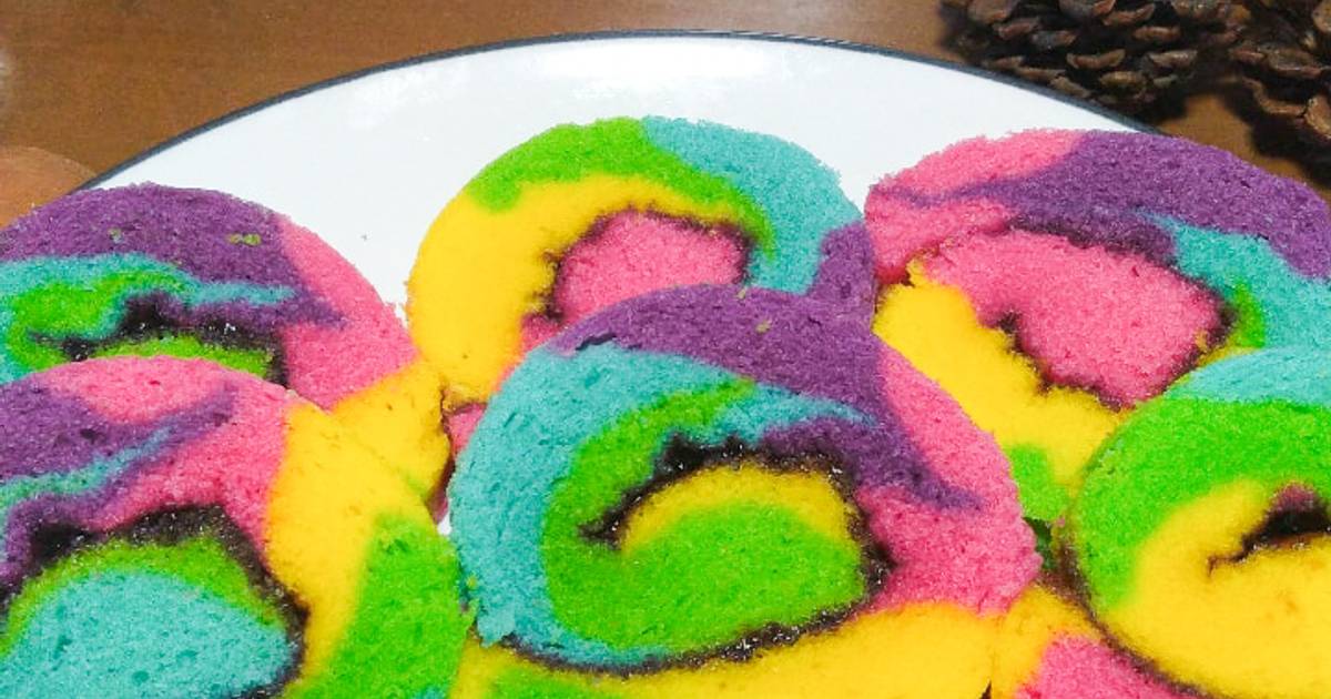 Resep 114. Bolu Gulung Rainbow oleh Elsa - Cookpad