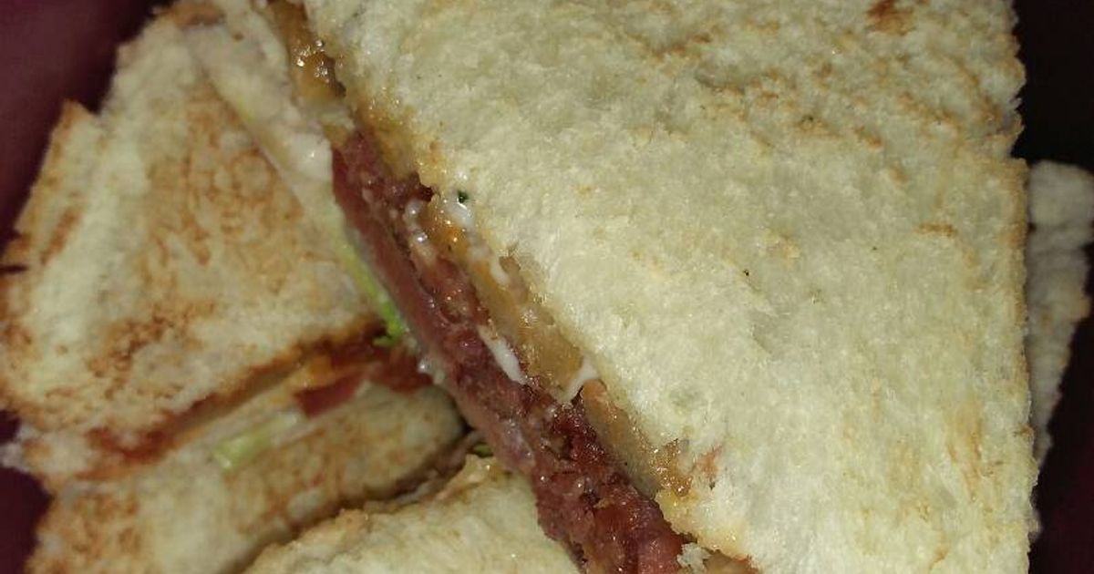 Resep Corned Beef Sandwich / Roti Lapis Isi / Sandwich Enak Sarapan ...