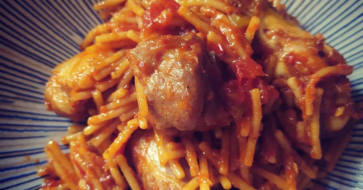 Fideuá Con Costillas Y Alitas Pollo A La Bbq Receta de Silvia GO