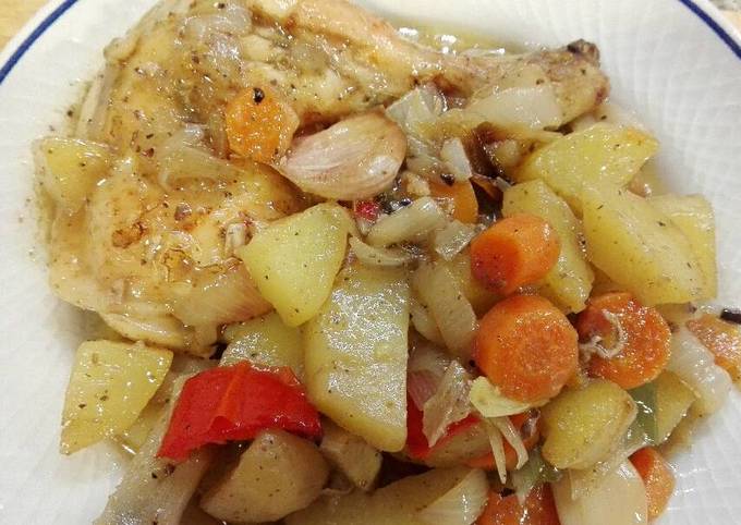 Pollo al horno con guarnición Receta de Tumescere Guerrero- Cookpad