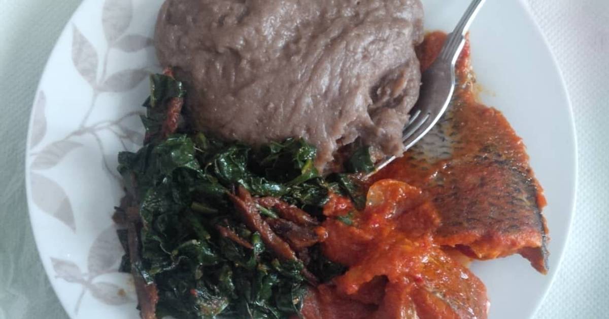 Vegetable with stew and amala Recipe by bongi - Cookpad
