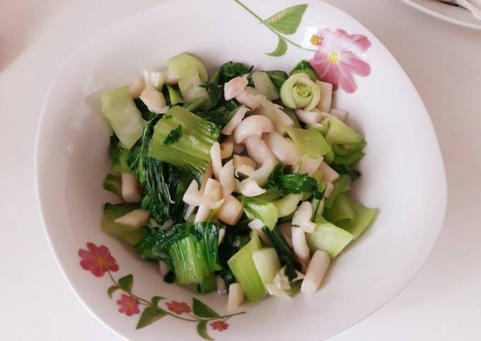 Resep Sawi sendok jamur putih #555 oleh angel aje 💟 - Cookpad