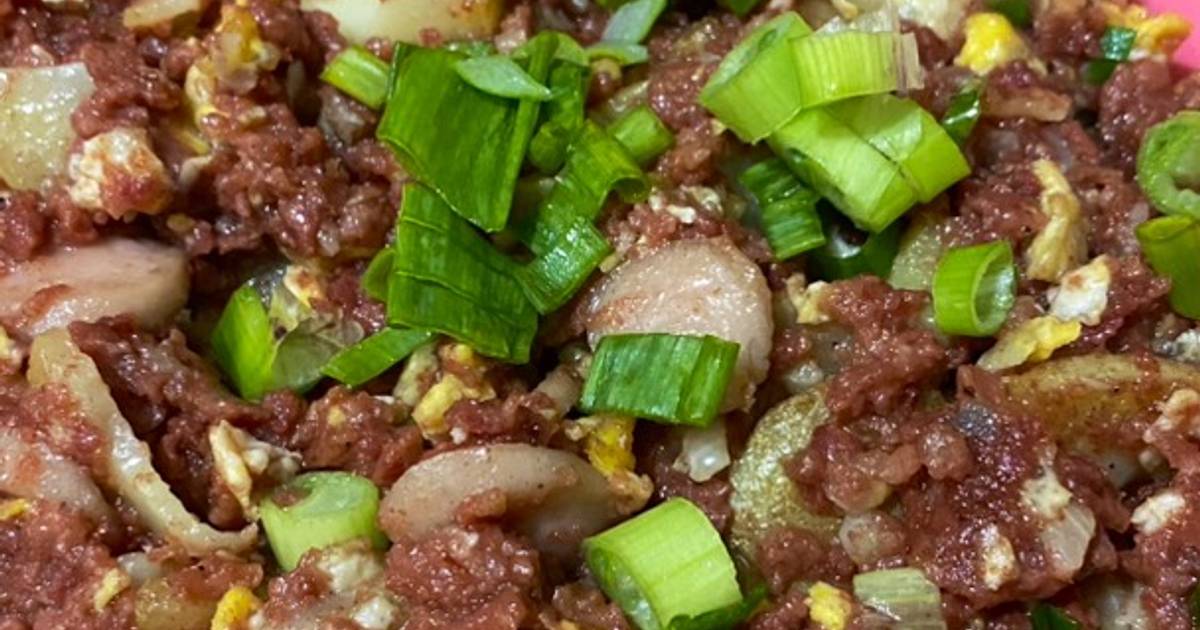 Resep Tumis kornet telur kentang sosis oleh Ras Nanda Acika - Cookpad