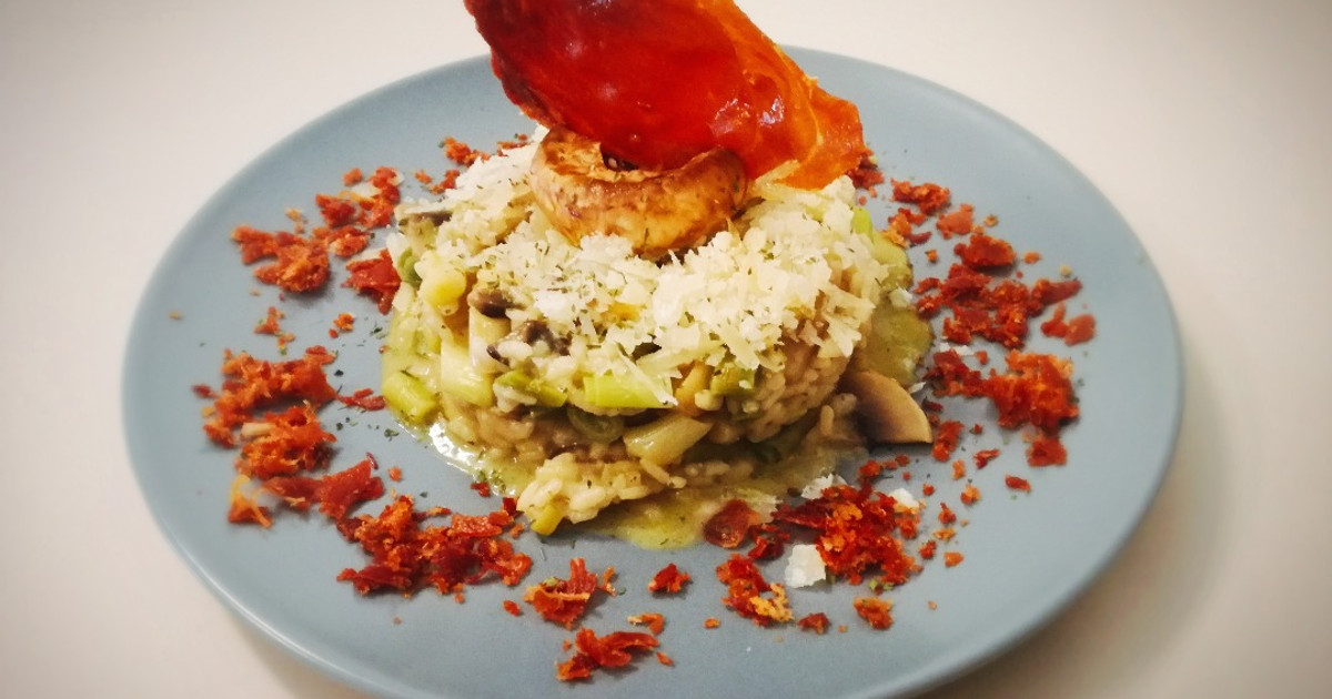 Risotto De Verduras Con Queso Manchego Y Crujiente De Jamón Receta de ...