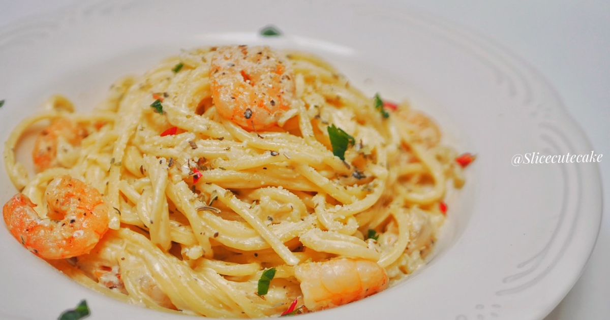 Resep Creamy Garlic Shrimp Pasta / Spaghetti Udang Bawang Putih oleh ...