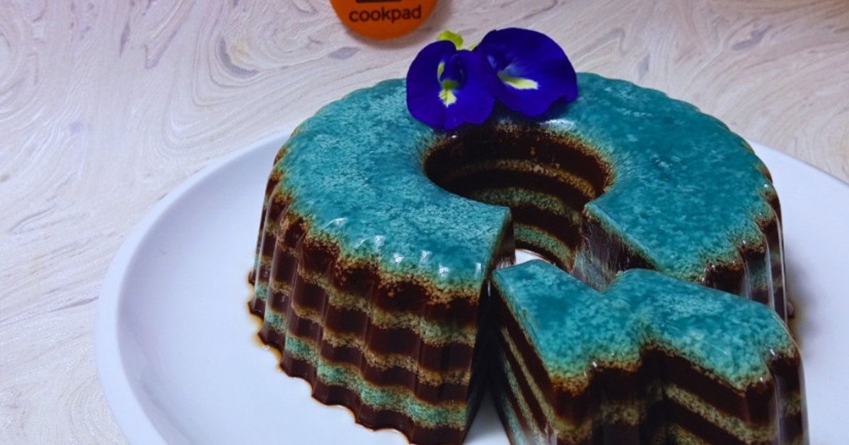 Resep Pudding Lumut Bunga Telang, Lapis Pudding Cokelat oleh Oktaviani ...