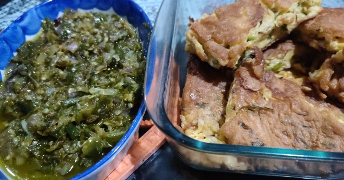 Resep Telur Dadar Padang with sambel hijo mantul oleh mely - Cookpad