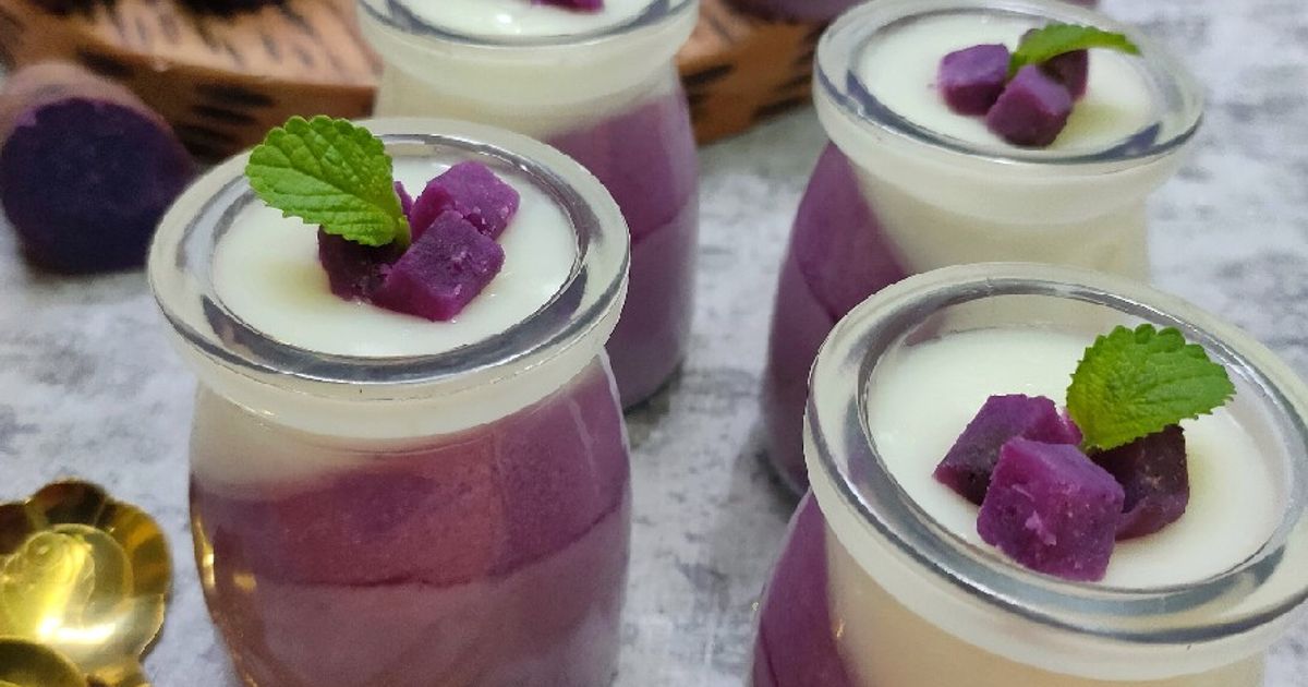 Resep puding ubi ungu susu fla rumahan enak dan mudah - Cookpad
