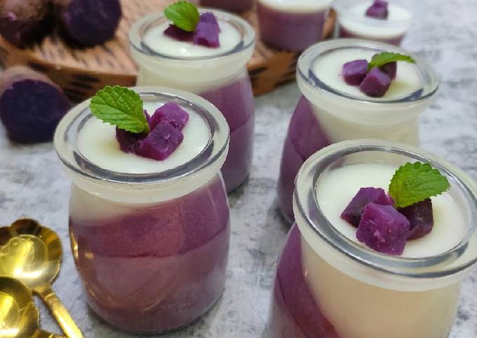 Resep Puding ubi ungu vla susu oleh Liha Ummu Maryam - Cookpad
