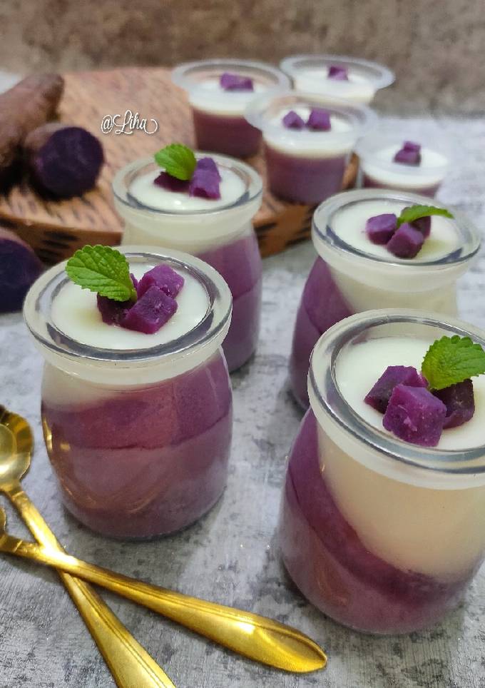Resep Puding ubi ungu vla susu oleh Liha Ummu Maryam - Cookpad