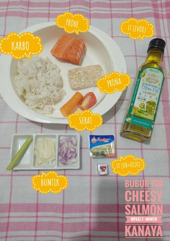 Resep BUBUR TIM CHEESY SALMON || Menu Lengkap 4 bintang ⭐⭐⭐⭐ 7 Month ...