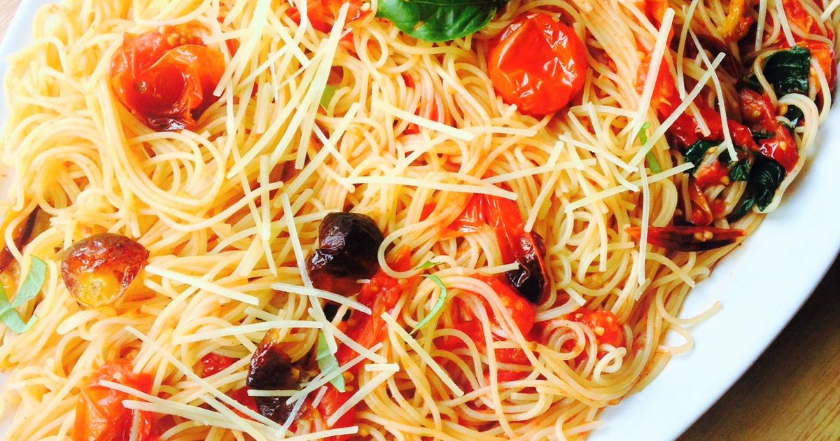 Cherry Tomato & Basil Angel Hair Pasta Recipe by Beula Pandian Thomas ...