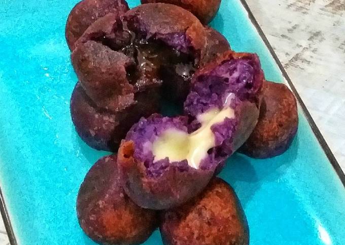 Resep Bola-bola Ubi Ungu Lumer oleh Amakigai - Cookpad