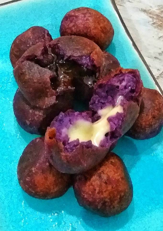 Resep Bola-bola Ubi Ungu Lumer oleh Amakigai - Cookpad