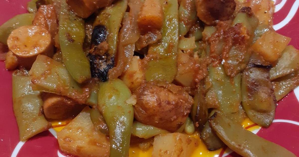 Φασολάκια στη γάστρα με vegan λουκάνικα Συνταγή από τον/την Alexandros ...