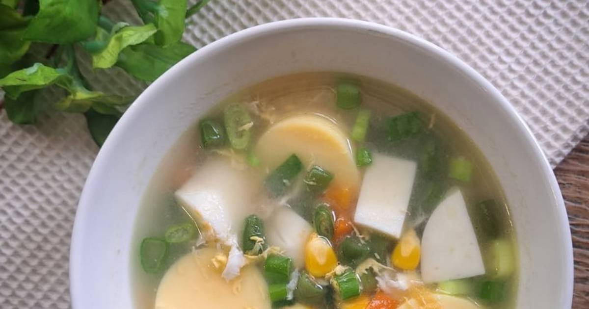 Resep Sup tofu telur oleh dewialwie - Cookpad