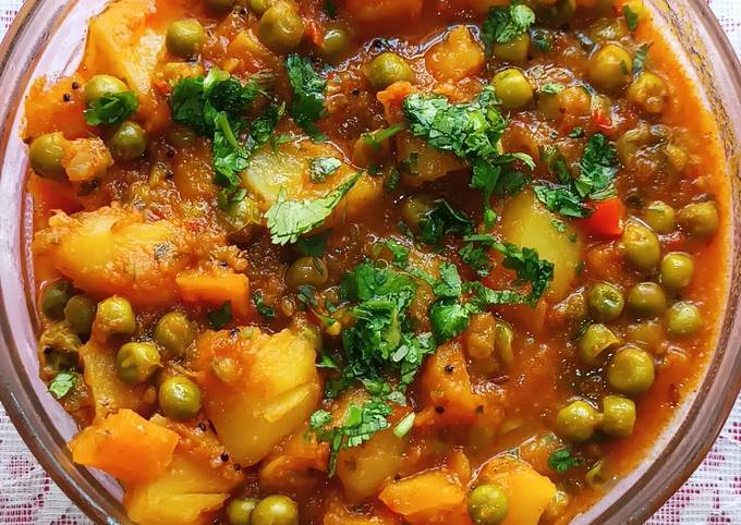Peas potato and carrot subji Recipe by Sangita Vyas - Cookpad