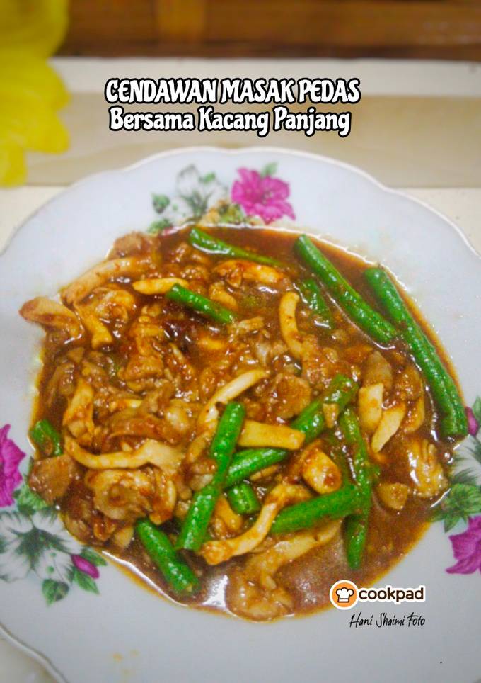 Resipi 30:3:24 - Cendawan masak pedas bersama kacang panjang oleh Hani ...