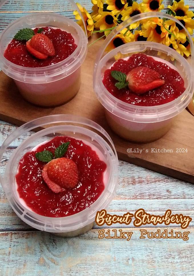 Resep 609.Biscuit Strawberry Silky Pudding oleh Maria Feronika - Cookpad