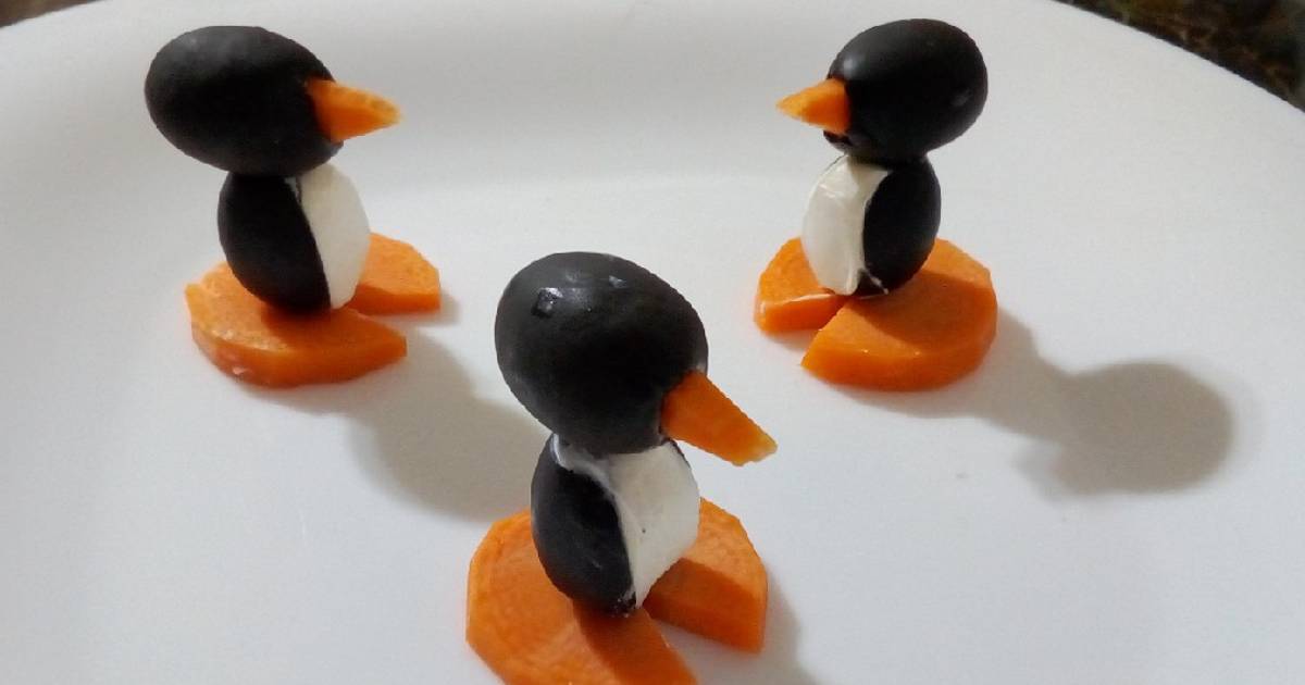 Pinguinos de aceituna negra con philadelphia y zanahoria Receta de Luis ...