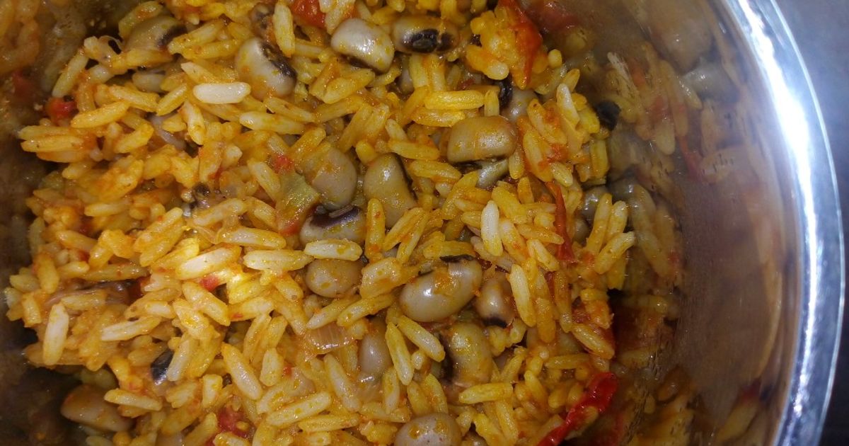 Palm Oil Jollof Rice And Beans Recipe by Blessing nnadozie Abj mom53 ...