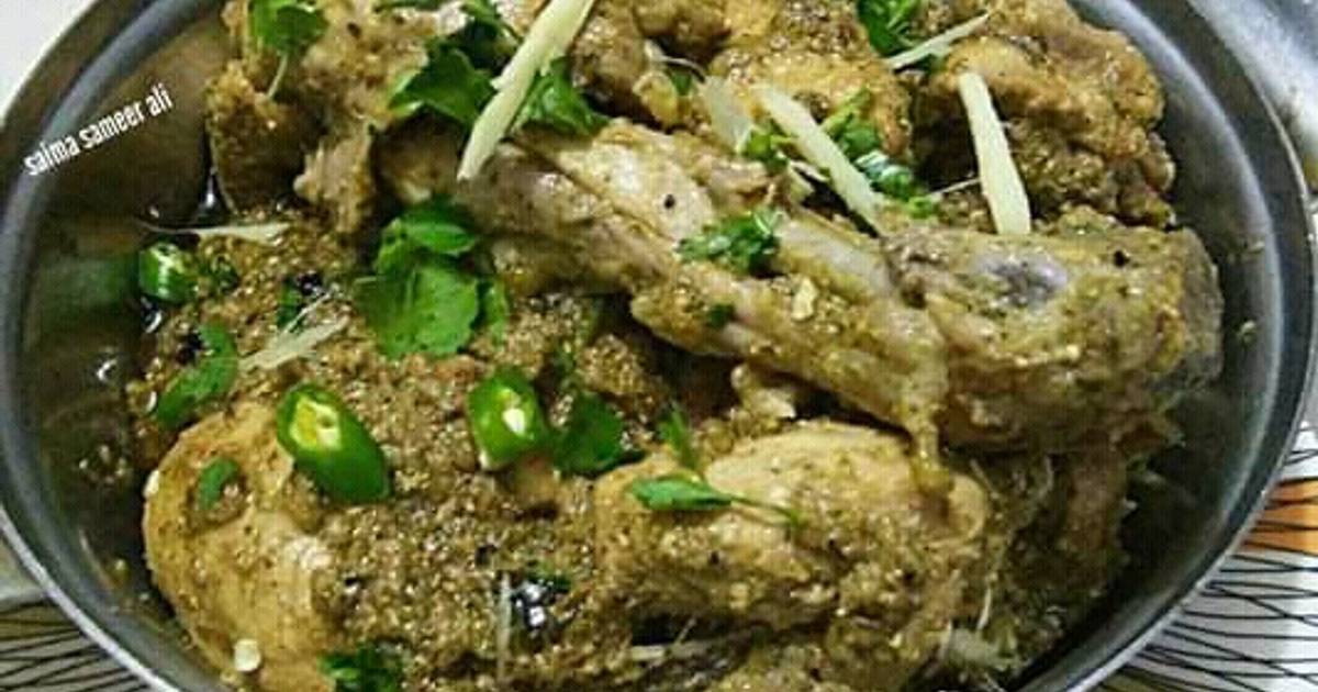 Chicken hara masala karahi Recipe by Saima Sameer Ali - Cookpad