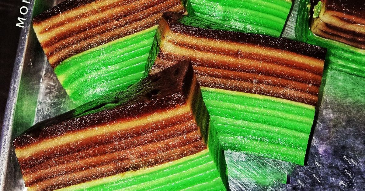 Resep Kue Lapis Pepe Kopi Pandan (Tepung Sagu) oleh Mommy IYELL - Cookpad