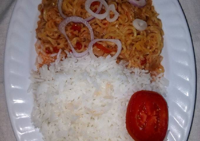 Indomie with rice Recipe by Abigael Manaba - Cookpad