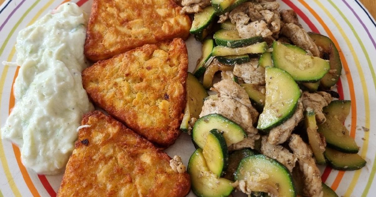 Zucchini Puten Gyros Mit Kartoffelrösti Und Zaziki Rezept von Manni ...
