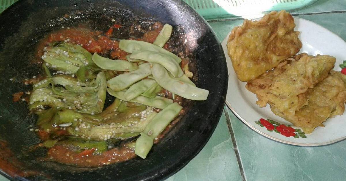 Resep Sambal Terasi Penyet Terong dan Koro + Tempe Menjes Kriuk oleh ...