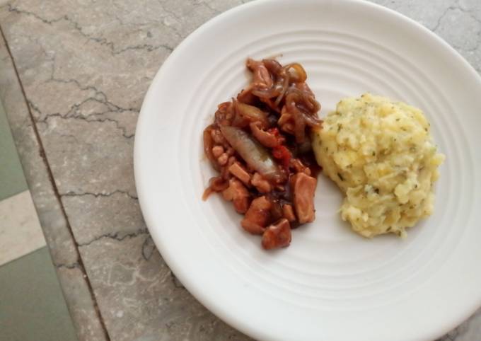 Resep Mashed potato & ayam lada hitam oleh erry erry - Cookpad