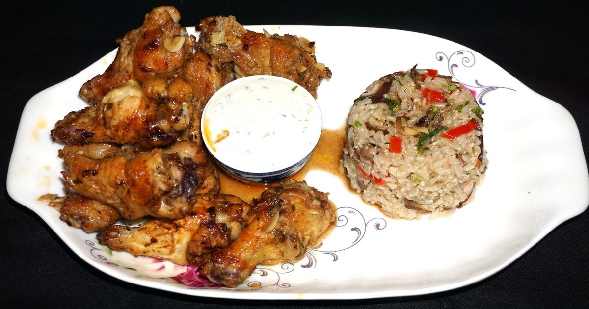 Broiled Marinated Chicken Wings With Blue Cheese Dip Recipe By Jon ...