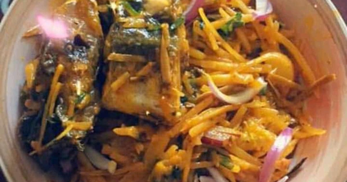 Abacha With Fried Fish Recipe by Okafor vivian - Cookpad