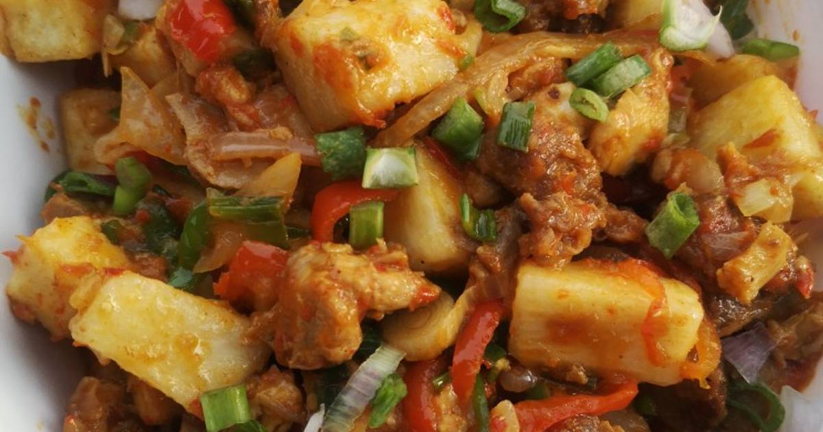 Yam and beef stir fry girki daga ZeeBDeen - Cookpad