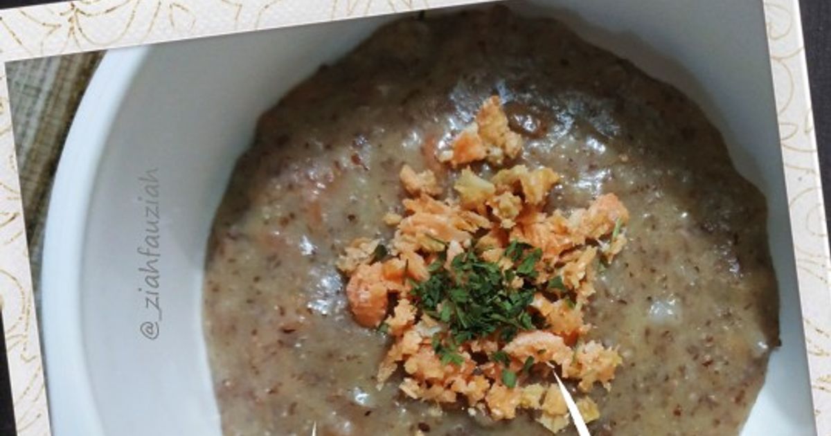 Resep Mpasi 8m Bubur Beras Merah Ikan Salmon (4 Bintang) oleh ziah fauziah - Cookpad