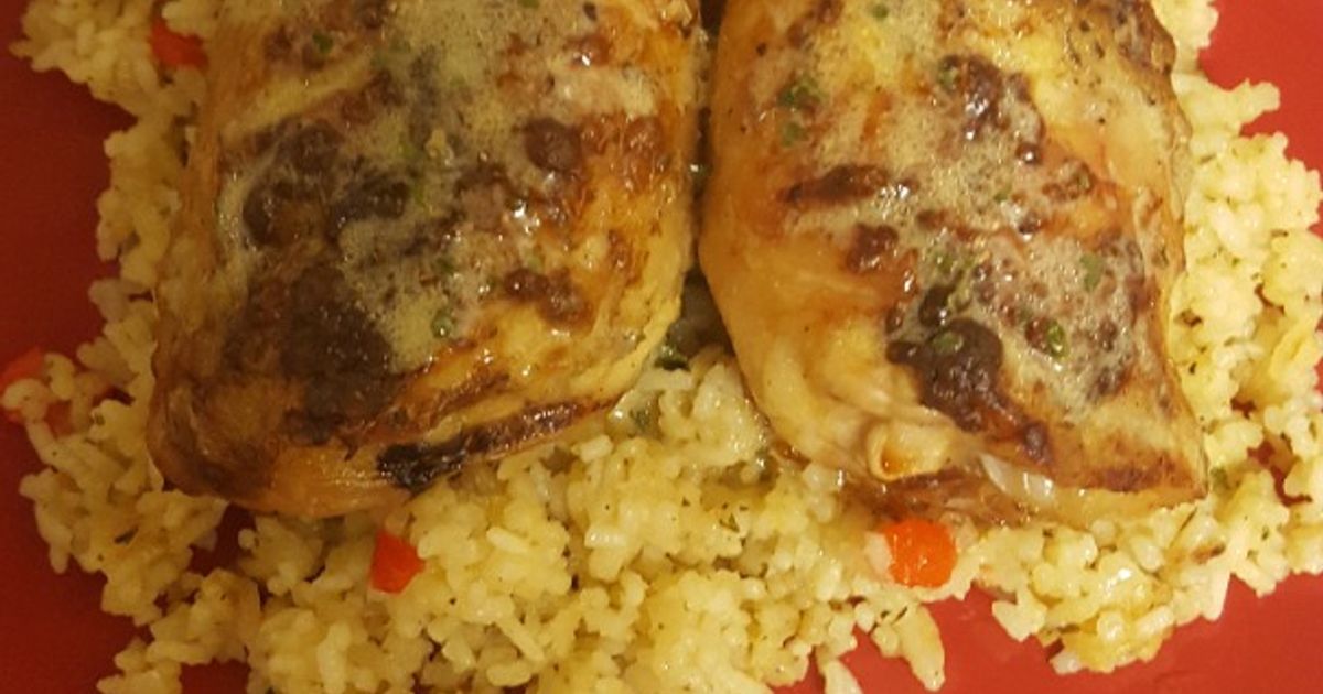 Delicious Chicken With Mustard And Thyme Glaze With Fried Rice Recipe ...