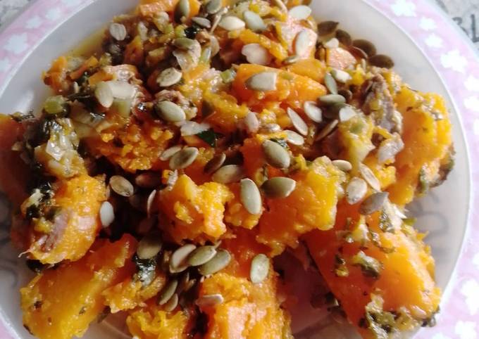 Salteado de asado, apio y calabaza Receta de Ana Mónica Lima- Cookpad