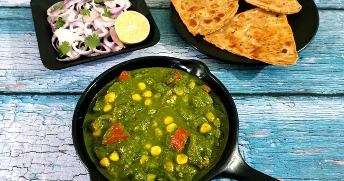 Palak Corn Capsicum Sabzi Recipe by Asmita Rupani - Cookpad