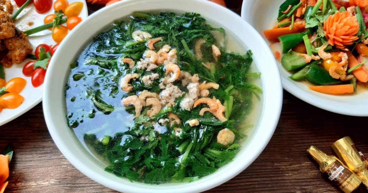 Cách Làm Món Canh rau tần ô nấu tôm thịt của Annie Vo - Cookpad