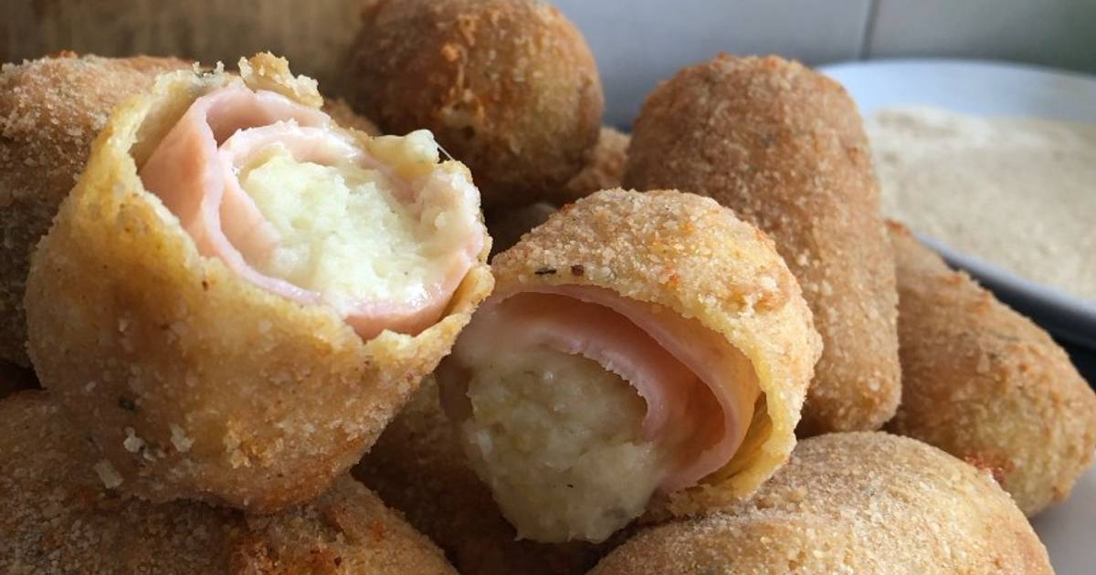 Croquetas de papa rellenas de jamón y queso Receta de Alison Nuñez- Cookpad